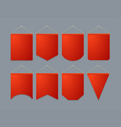 Red realistic pennant set empty triangle banners Vector Image