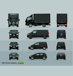 Cars side front and back icons set Royalty Free Vector Image