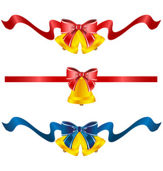 Christmas decoration with bow set Royalty Free Vector Image