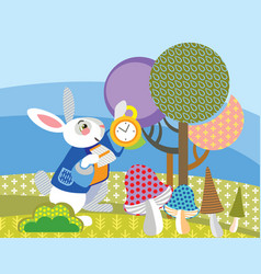 Alice chasing after rabbit Royalty Free Vector Image