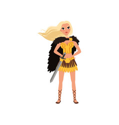 Beautiful amazon girl character shooting with an Vector Image