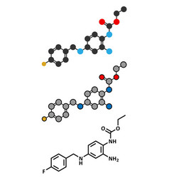 Retigabine ezogabine anticonvulsant drug molecule Vector Image