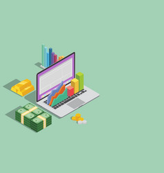 Online business technology with laptop and graph Vector Image