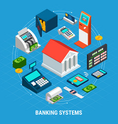 Banking isometric flowchart Royalty Free Vector Image