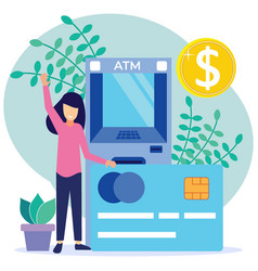 Graphic cartoon character money withdrawal Vector Image