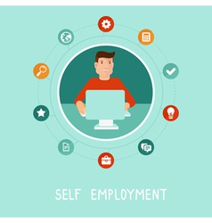 Self employment concept in flat style Royalty Free Vector