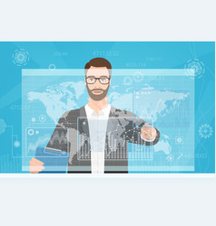 Bearded coder hacker Royalty Free Vector Image