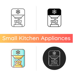 Ice maker machine icon set in flat and line styles