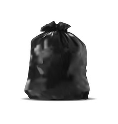 Black full trash bag ripped open and overflowing Vector Image