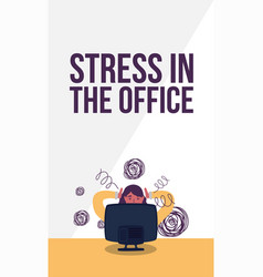 Stressed business woman working in desktop Vector Image