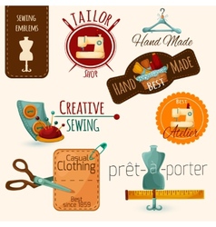 Sewing Emblems Set Royalty Free Vector Image - VectorStock