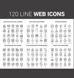 Set of flat line business icons Royalty Free Vector Image