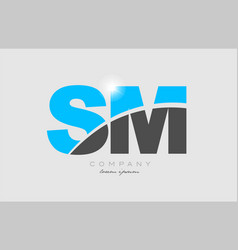 Grey blue alphabet letter sm s m logo 3d design Vector Image