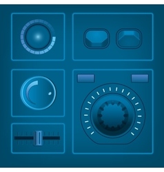Buttons Switches Knobs Set With Realistic Light Vector Image
