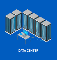 Interior server room isometric view Royalty Free Vector