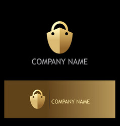 Icon shield with gold edging Royalty Free Vector Image