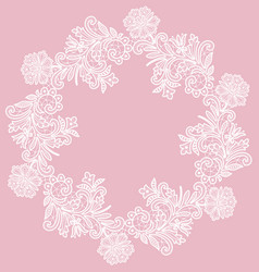 Pink lace hearts textile texture square frame Vector Image