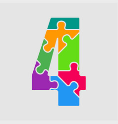 Puzzle jigsaw figure or number seven Royalty Free Vector