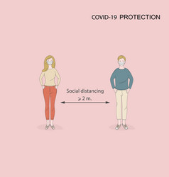 Persons with social distancing for covid19 Vector Image