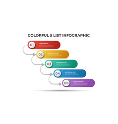 Ascending block list with 5 points infographic Vector Image