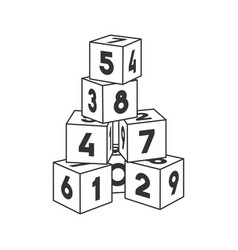 Outline block building towers with letters Vector Image