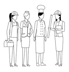 Jobs and professions avatar in black and white Vector Image