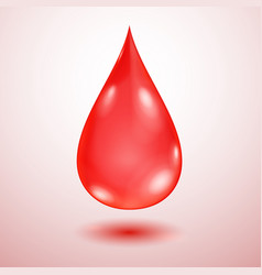 Realistic blood drop with shadow on transparent Vector Image