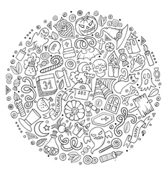 Cartoon hand drawn Doodle Halloween circle Vector Image