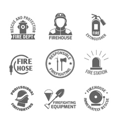 Set of firefighting stickers fire protection Vector Image