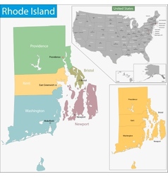 Rhode island ri state map usa with capital city Vector Image