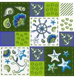 Nautical patchwork seamless pattern Royalty Free Vector