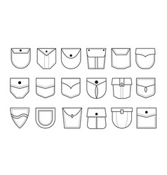 Colored pockets patches and fabric pockets Vector Image