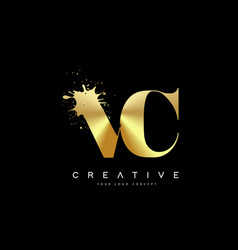 Vb v b letter logo with gold melted metal splash Vector Image