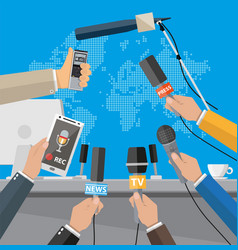 Press conference concept news media journalism Vector Image