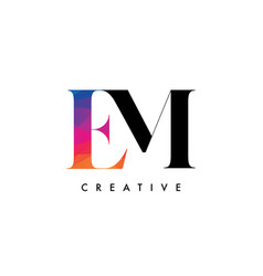 Em letter logo design purple texture creative Vector Image