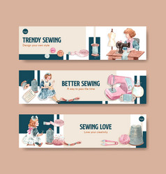 Banner template with sewing concept design Vector Image