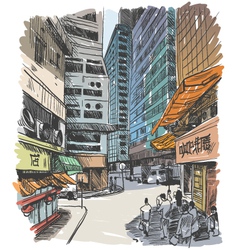 Hong kong drawing Royalty Free Vector Image - VectorStock