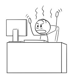 Angry businessman destroying smashing computer Vector Image