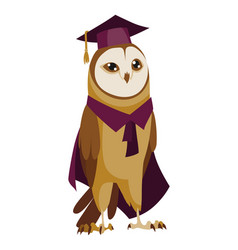 Clever owl with graduation cap and a globe Vector Image