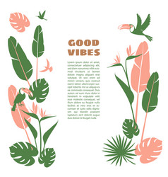 Floral pattern background frame border tropical Vector Image