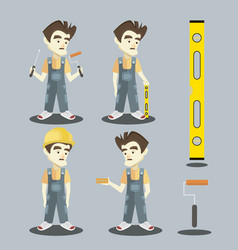 Cartoon builder thinking Royalty Free Vector Image