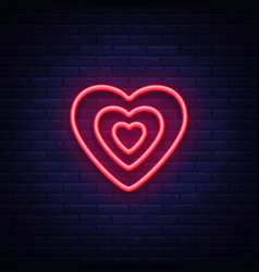 Neon heart sign red fluorescent light Royalty Free Vector