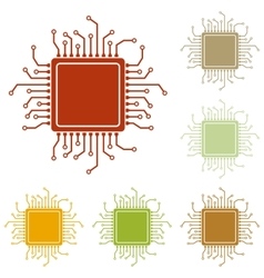 CPU Microprocessor Sticker style icon Royalty Free Vector