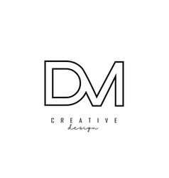 Golden letters dm logo with a minimalist design Vector Image
