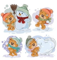 Set clip art of bored teddy Royalty Free Vector Image