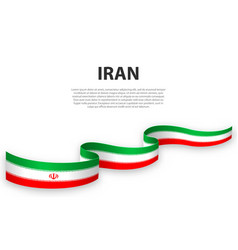 Waving ribbon flag iran on circle frame Royalty Free Vector