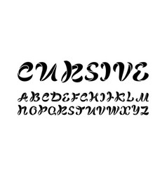 Black cursive font handwritten script alphabet Vector Image