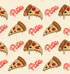 Pizza seamless pattern different pizza background Vector Image
