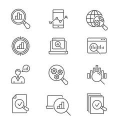 Data management outline icons perfect pixel Vector Image