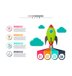 Rocket infographic business concept with 4 Vector Image